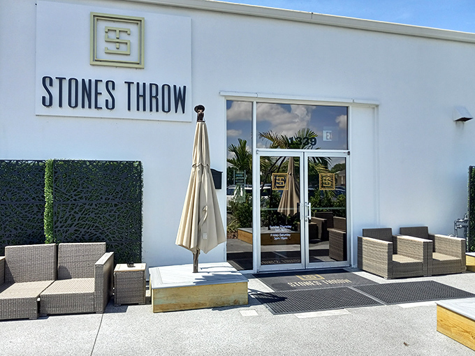 Stones Throw offers sleek outdoor seating that says, "Yes, we're fancy, but your flip-flops are still welcome here."