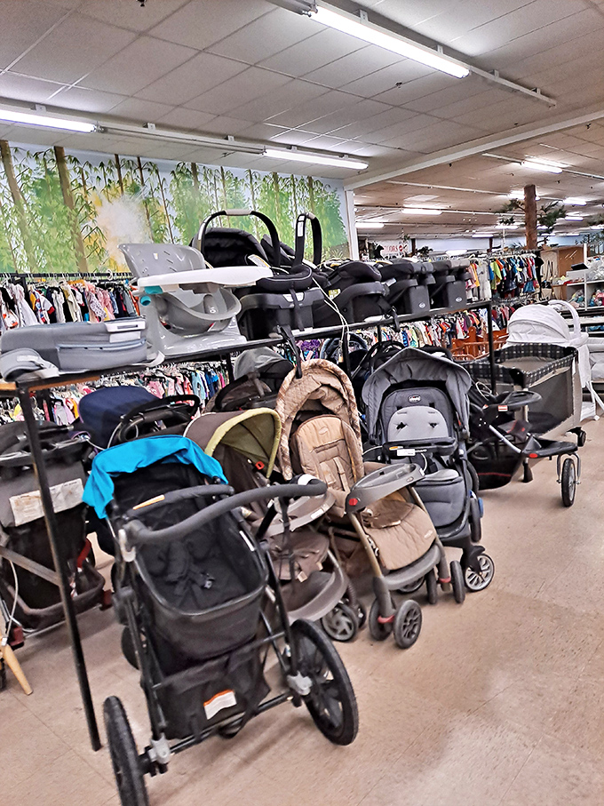 Stroller central! The perfect spot for growing families to find gently-used baby gear that won't require a second mortgage or compromise on safety. 