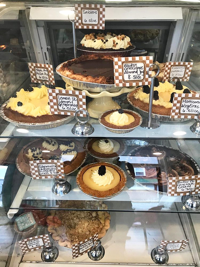 Sweet pie display cases that force difficult decisions&mdash;do you choose chocolate, lemon, or just order one of each?