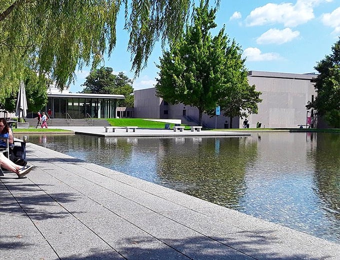 The Clark Art Institute's reflecting pool mirrors both sky and building, doubling the beauty in that distinctly show-offy Berkshires way.