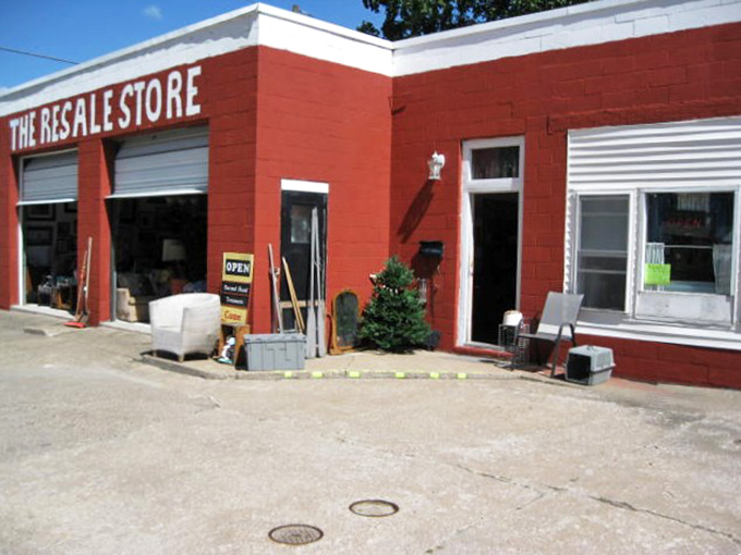 The Resale Store's bright red exterior promises treasure-hunting adventures where one person's castoffs become another's perfect find.