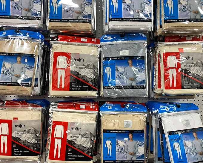 Thermal underwear stacked like armor against winter's fury, because staying warm shouldn't break the bank or your budget.
