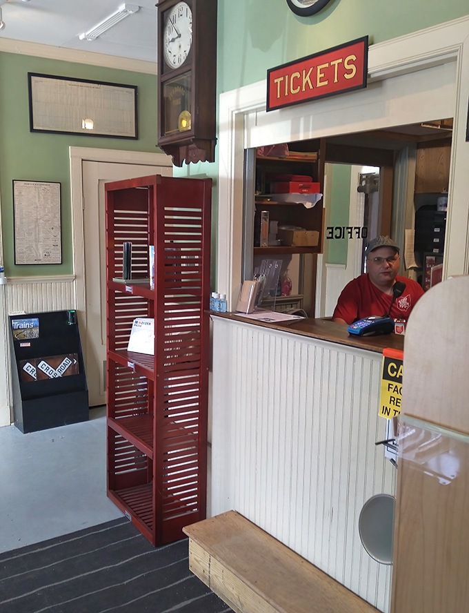 Time stands still at the ticket window, where today's visitors begin their journey into yesterday's transportation revolution.
