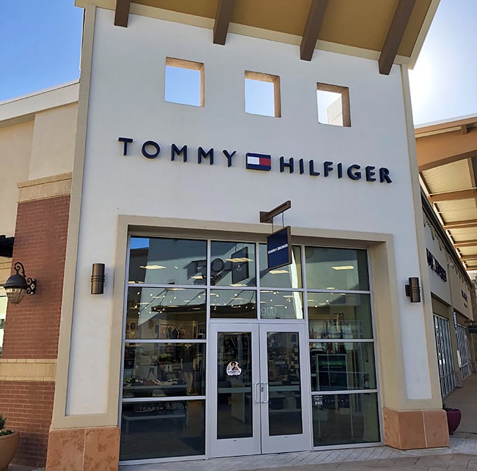 Tommy Hilfiger's clean architectural lines mirror its classic American style &ndash; preppy fashion with prices that won't sink your boat.