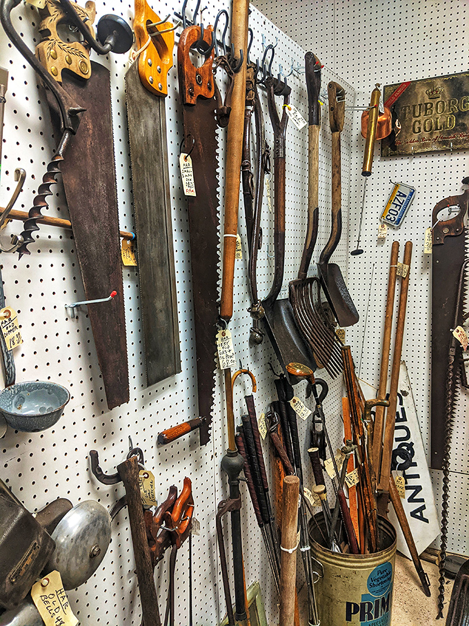 Tools that built America hang like industrial art, each one telling stories of craftsmanship from a pre-digital age.