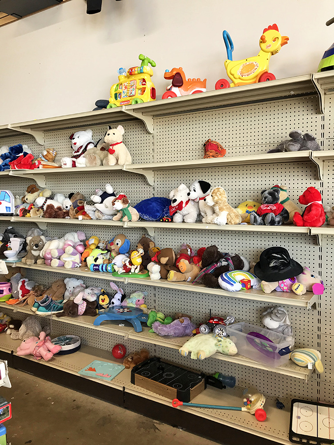 Stuffed animal adoption center! These gently-loved cuddle buddies are priced so low, you'll want to rescue the whole shelf.