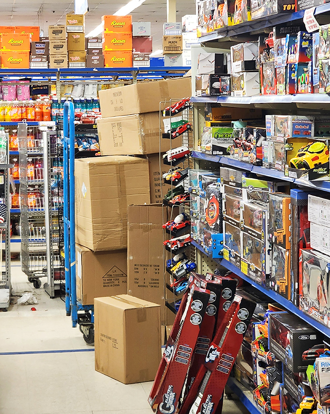 Toy department magic where childhood dreams meet parental budget realities. Those fire trucks won't drive themselves home!