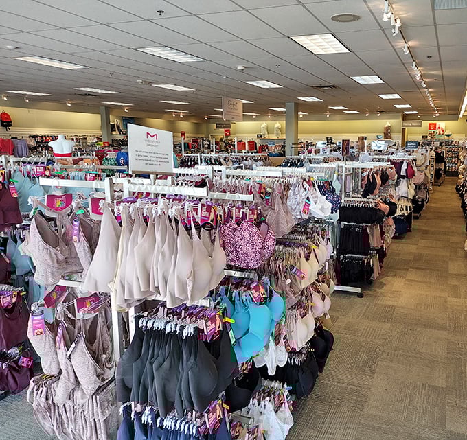 Undergarment paradise where practical meets pretty, and nobody has to know you paid outlet prices for brand names. Your secret is safe with these racks.