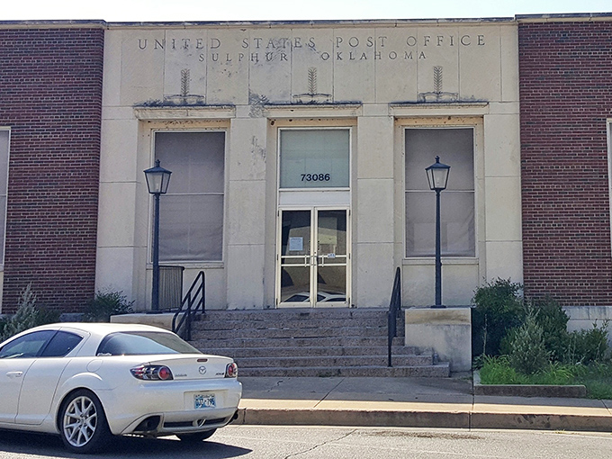Even Sulphur's Post Office has character&mdash;a place where mail is still an event, not just an electronic notification.