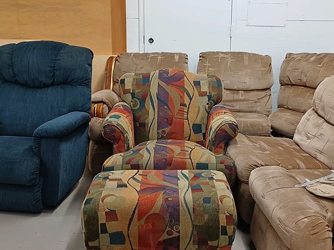 The furniture section's abstract masterpiece&mdash;a chair that's part Picasso, part comfy lounger, all conversation starter. Paired with its matching ottoman for maximum impact!