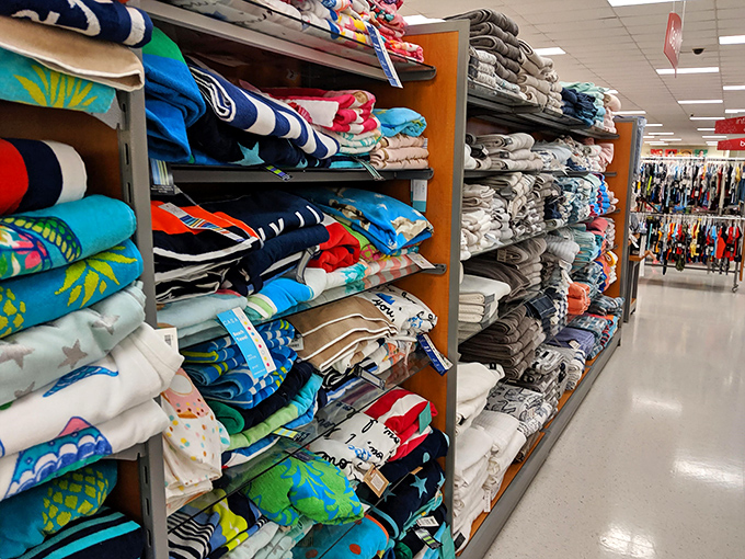 The beach towel aisle&mdash;a rainbow explosion of vacation possibilities that makes you check flight prices to tropical destinations on your phone.
