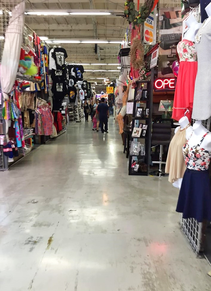 Shopping aisles that stretch toward retail infinity. The concrete runway where bargain hunters strut their stuff seven days a week.