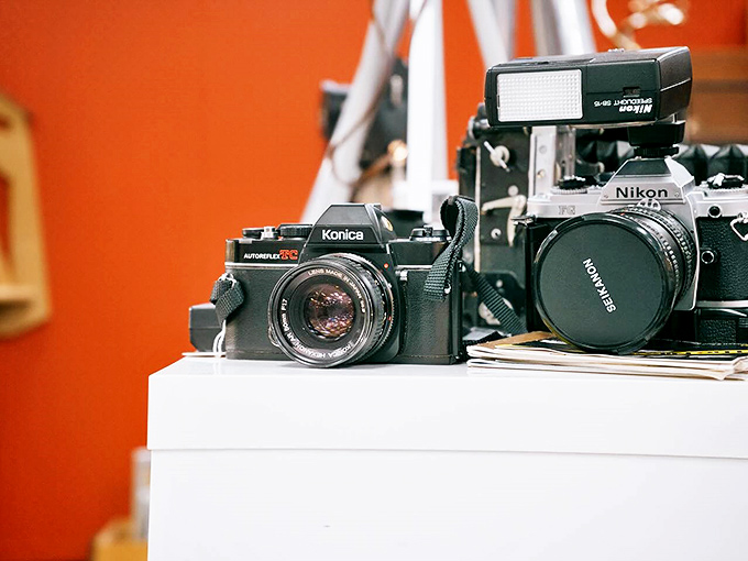 Vintage cameras that captured someone's wedding, vacation, or baby's first steps&mdash;now artistic relics of pre-digital documentation.