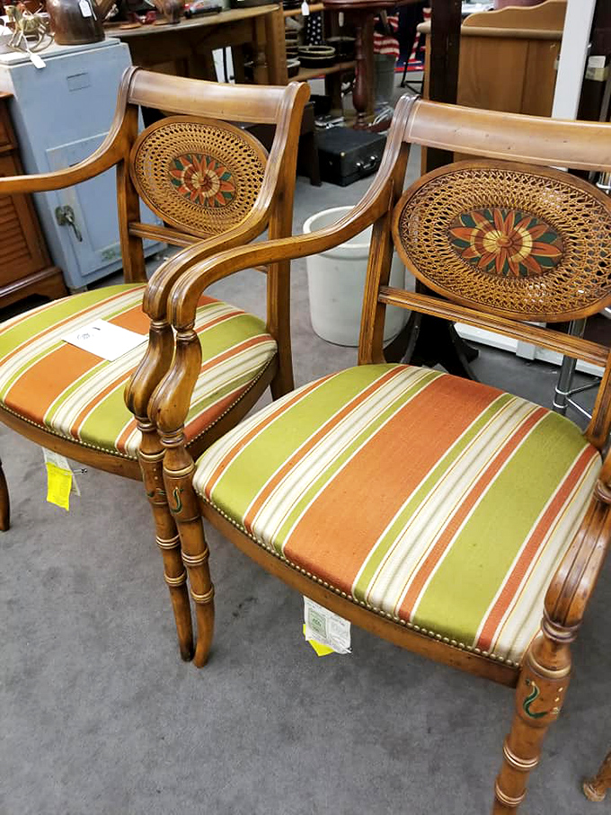 These carved armchairs with caned medallions aren't just seating&mdash;they're thrones for your Sunday morning coffee ritual.