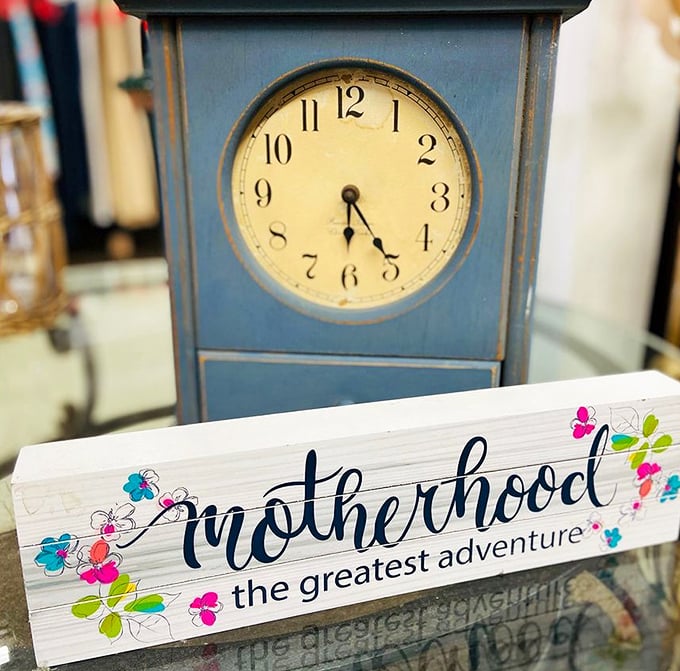 Time stands still for no one, except perhaps for this charming blue clock. Paired with inspirational decor, it's the perfect mantel makeover waiting to happen.