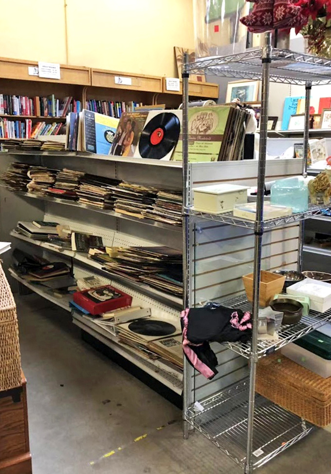 Vinyl records and nostalgia by the shelf. Each album is a time machine waiting to transport you back to your first dance, first kiss, or first heartbreak.