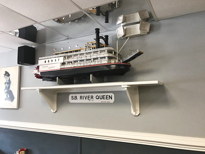 The "S.B. River Queen" model adds a touch of whimsy to the decor. Because good food tastes even better with a side of nostalgia.