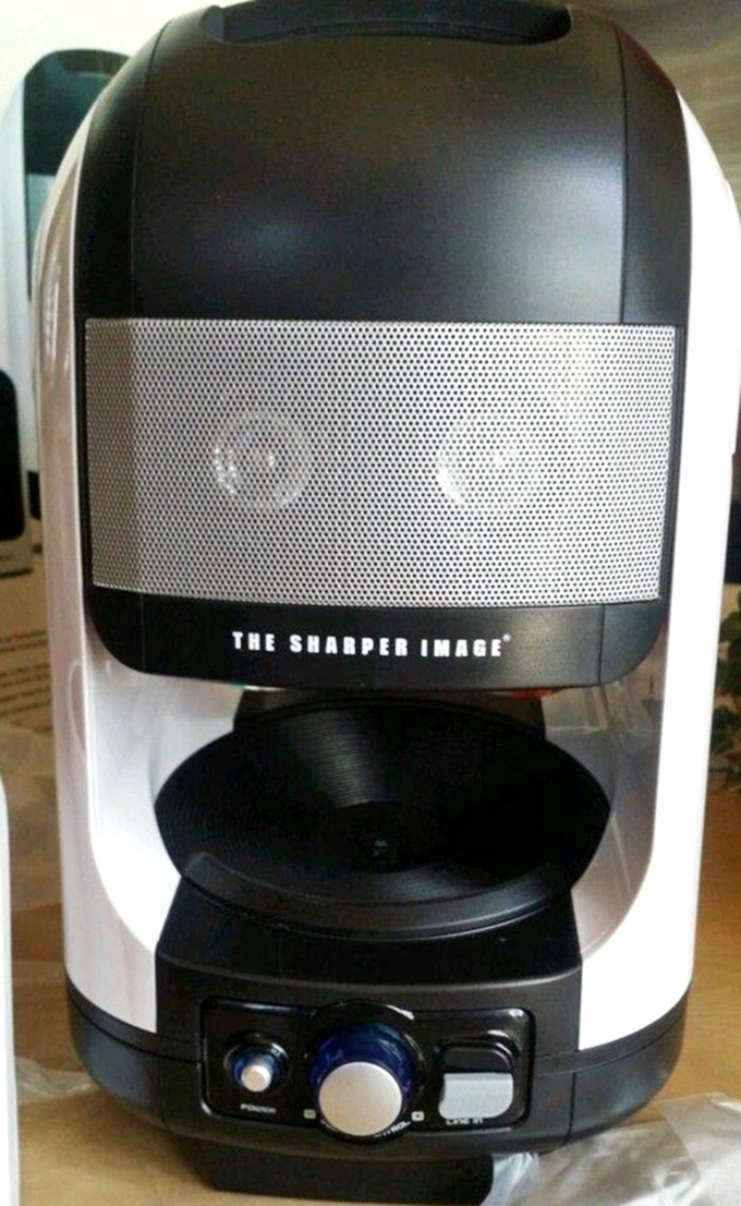 Yesterday's technology finds new purpose &ndash; this Sharper Image speaker might have soundtracked someone's 2000s parties before landing here.