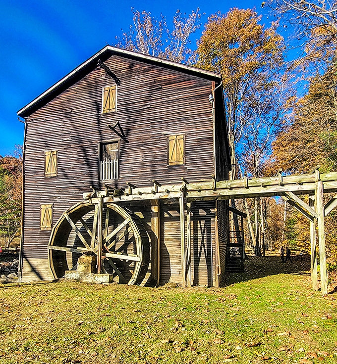 The historic Wolf Creek Grist Mill stands as a monument to simpler times, when "processing power" meant water turning a massive wheel.