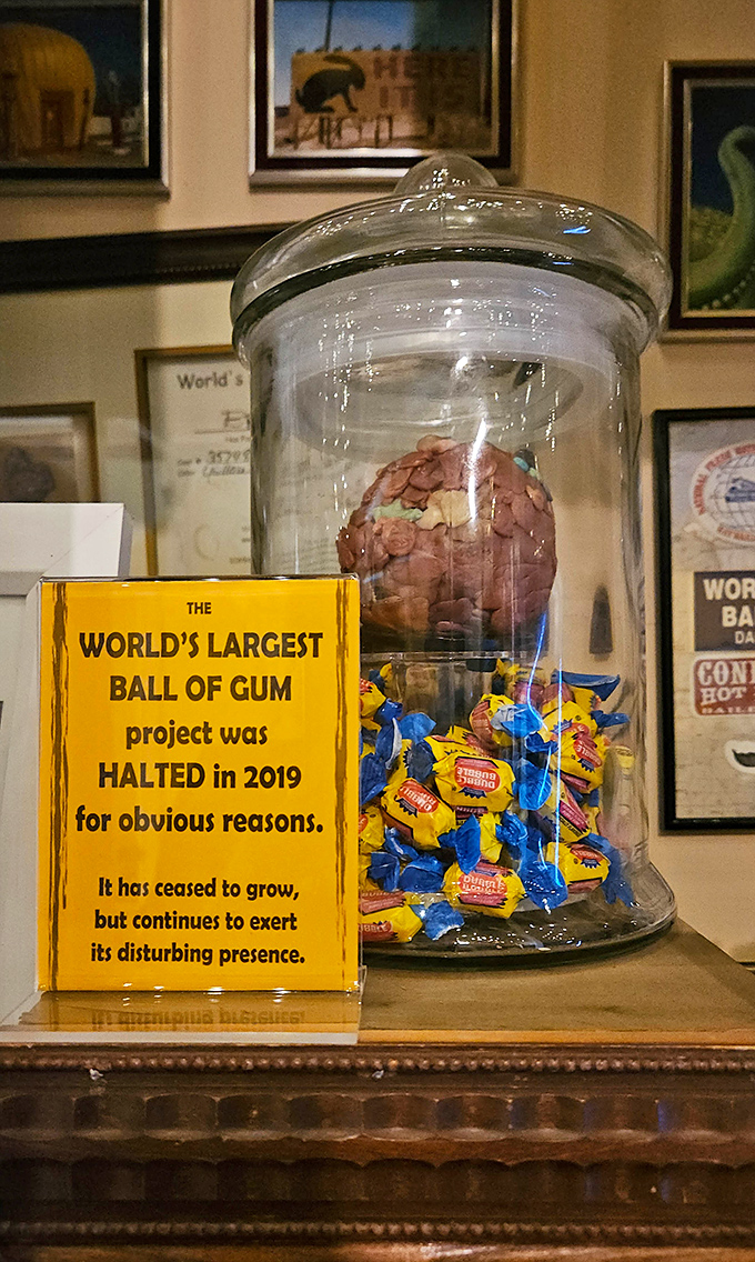 "The World's Largest Ball of Gum project was halted in 2019 for obvious reasons." Some dreams are simply too sticky to pursue.