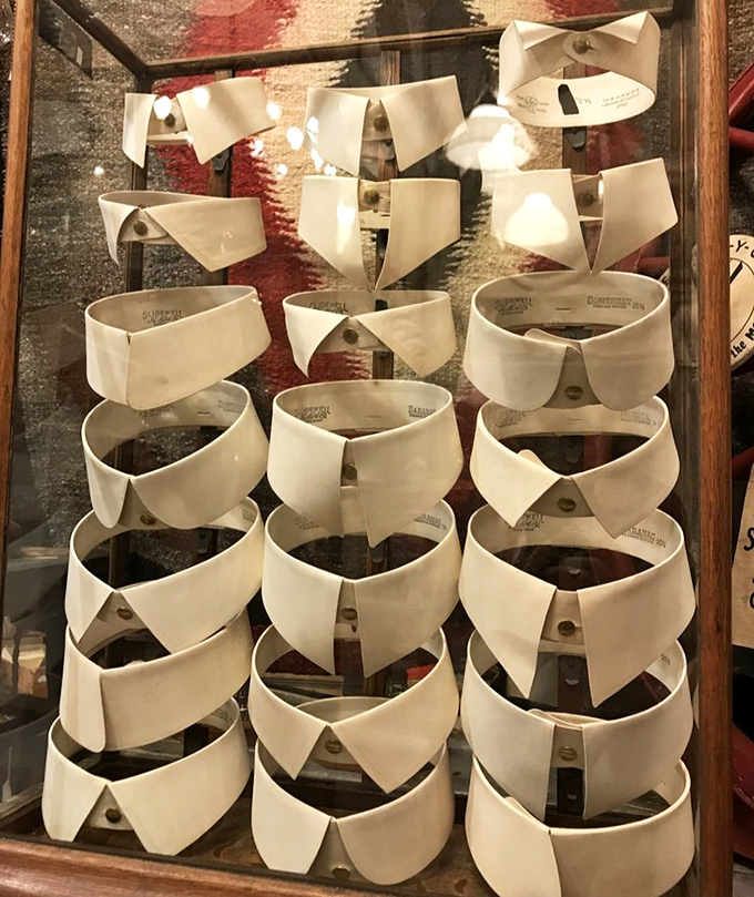 Starched detachable collars remind us when getting dressed required serious commitment and multiple accessories.