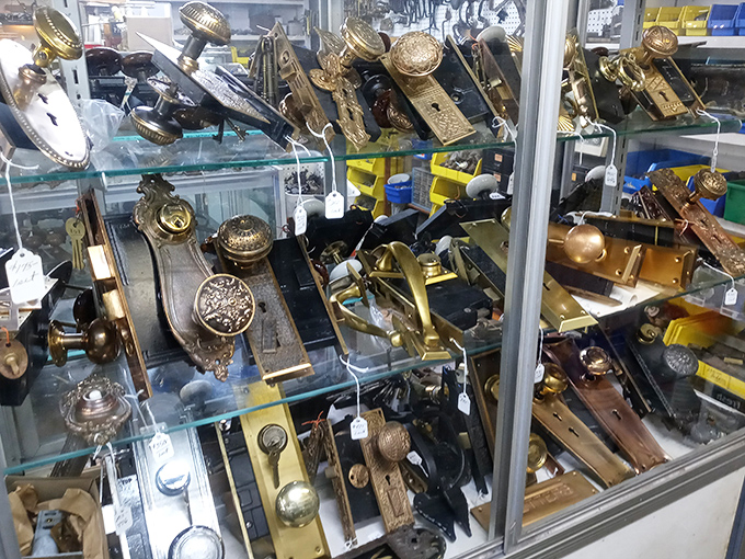 Doorknobs and hardware that once opened entrances to Victorian mansions and craftsman bungalows, now awaiting their second act.