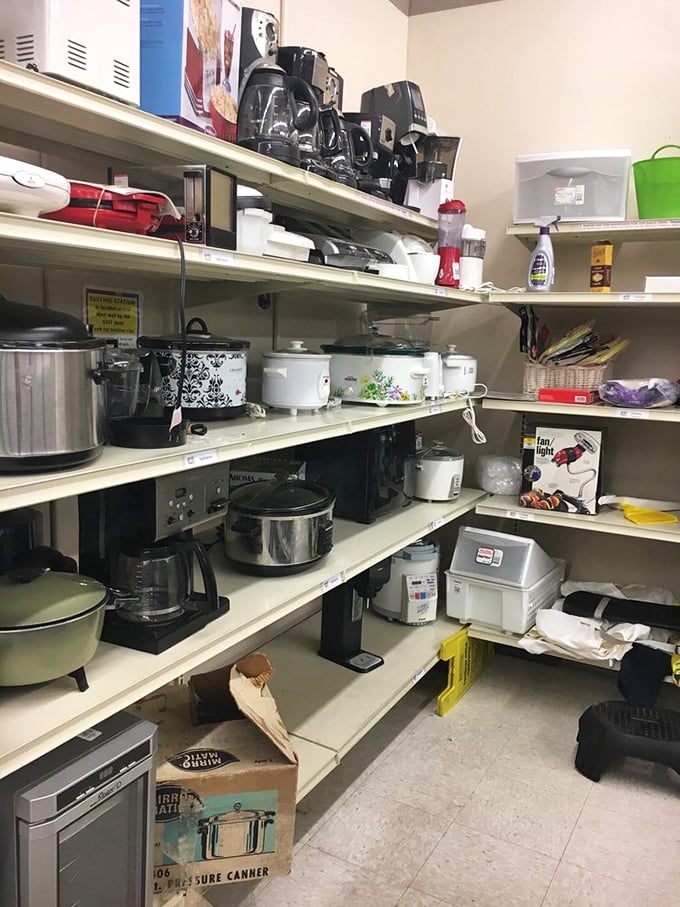 Kitchen appliance nirvana &ndash; slow cookers and coffee makers waiting for their second act in someone's culinary production.