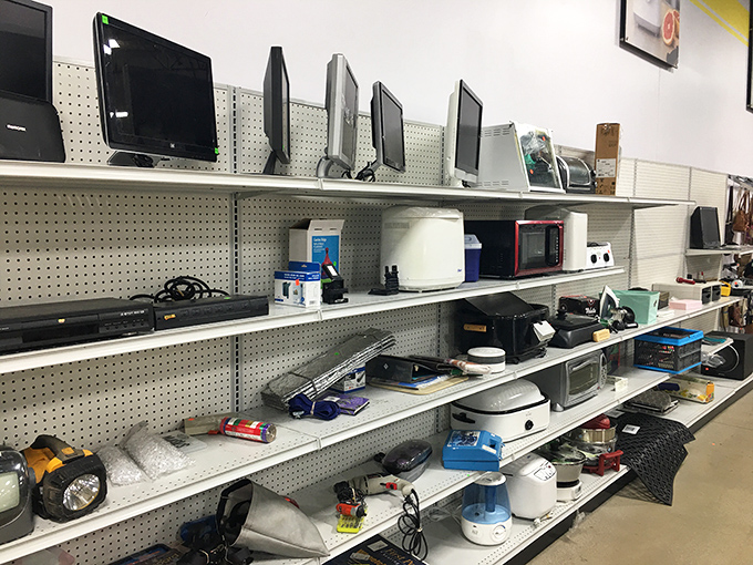 The electronics section: technological time capsules where yesterday's must-haves wait patiently for their retro revival or practical repurposing.