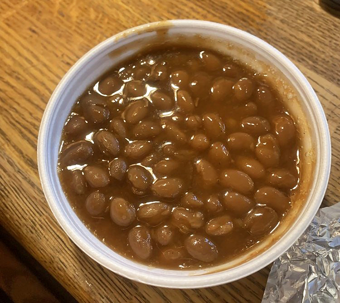 These aren't your sad, straight-from-the-can baked beans. They've been slow-cooked with bits of pork until they reach flavor nirvana.