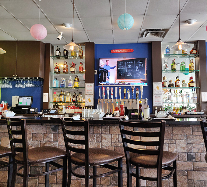 The bar area isn't just for mimosas—it's command central for breakfast operations, where morning magic happens behind the scenes.