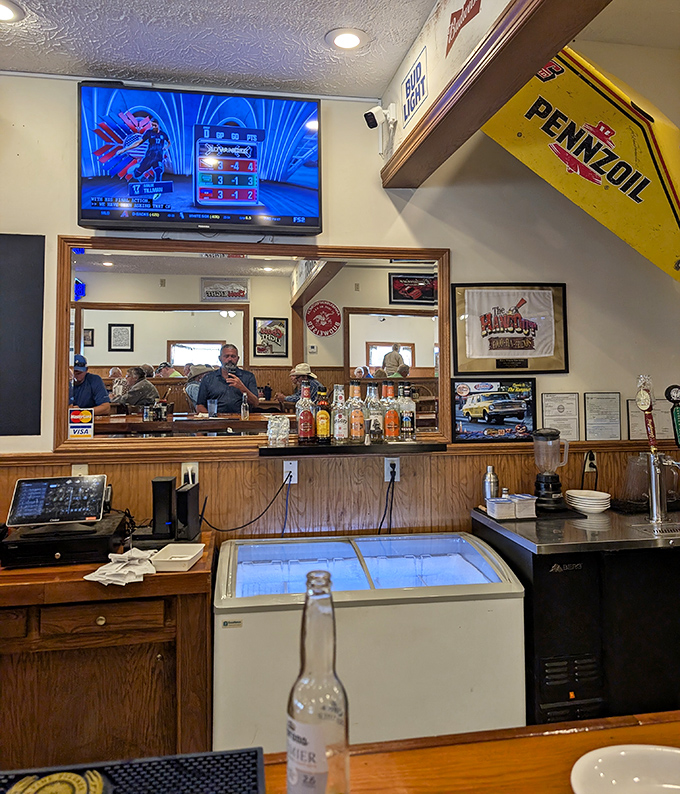The bar area &ndash; where sports on TV, cold beer on tap, and friendly faces behind the counter create that "everybody knows your name" feeling.