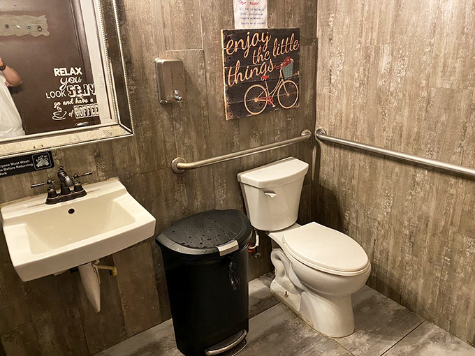 Even the bathroom embraces the "enjoy the little things" philosophy. When a restaurant cares about every detail, you know the food will be extraordinary.