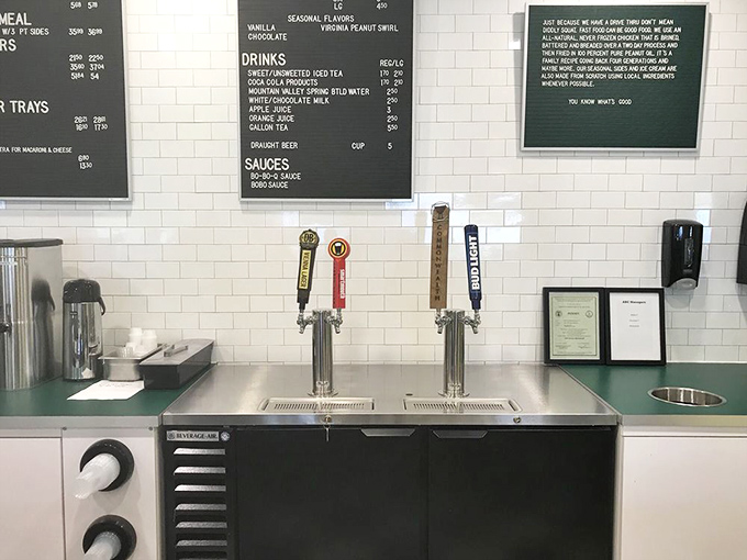 Even the beer taps look at home in this temple of comfort food. A cold draft pairs surprisingly well with hot chicken&mdash;a match made in culinary heaven.