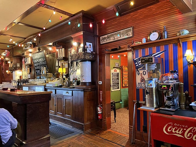 The beverage station stands ready, a testament to the tavern's priorities: good drinks, good food, and absolutely no pretension. 