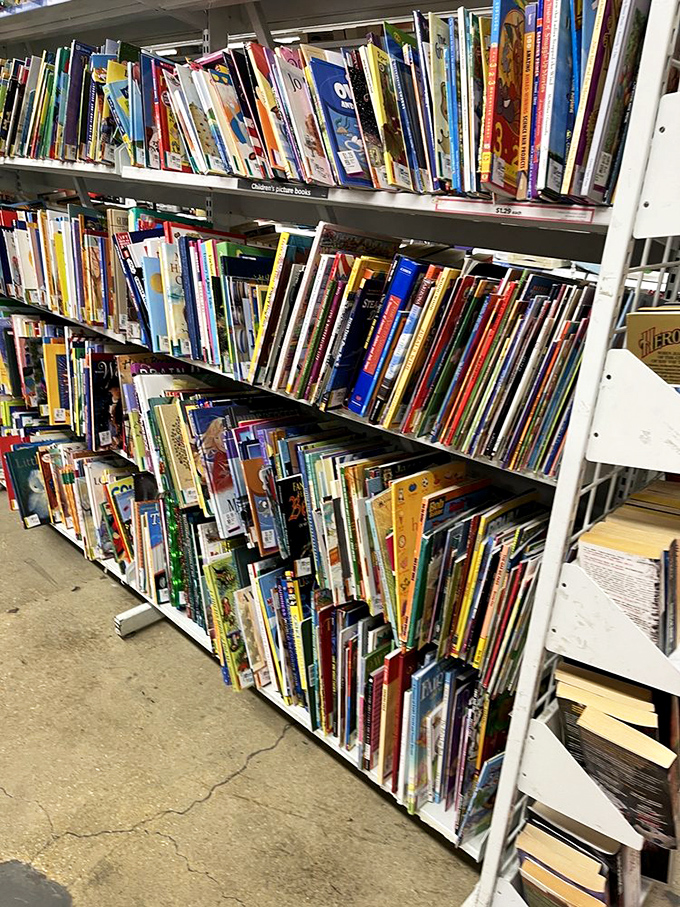 Children's books stacked with care&mdash;where beloved bedtime stories find new families to enchant, one dog-eared page at a time.