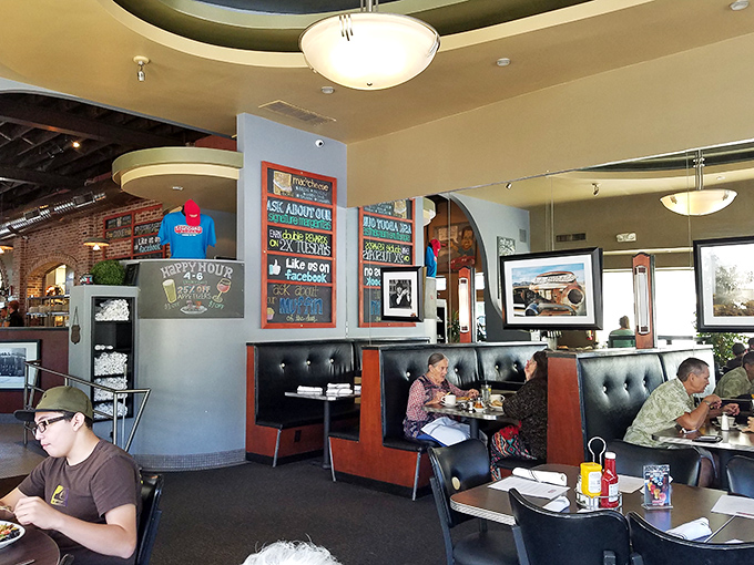 Booth seating that strikes the perfect balance between privacy and people-watching. The chalkboard specials hint at seasonal surprises worth investigating.
