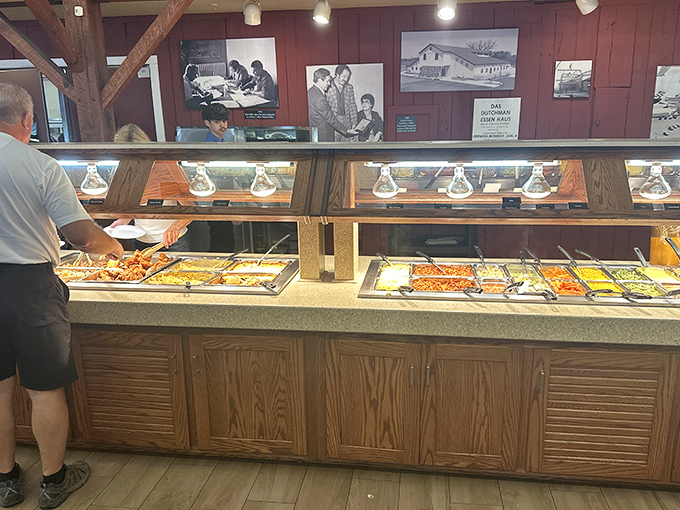 The buffet line: where good intentions about portion control go to die. Each steam tray holds another reason to loosen your belt.