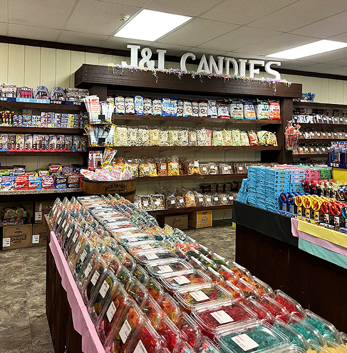 Sweet tooth central at J&T Candies. With treats arranged like edible jewels, this shop proves that sometimes happiness is indeed available for purchase by the pound.