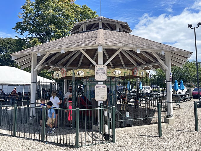 Not just any carousel&mdash;a beloved local tradition where kids ride while parents digest, creating the perfect seafood dinner intermission.