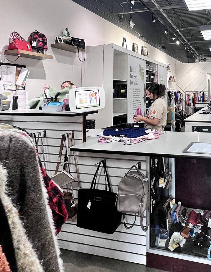 The checkout area doubles as fashion central command &ndash; where friendly staff turn your finds into take-home treasures.