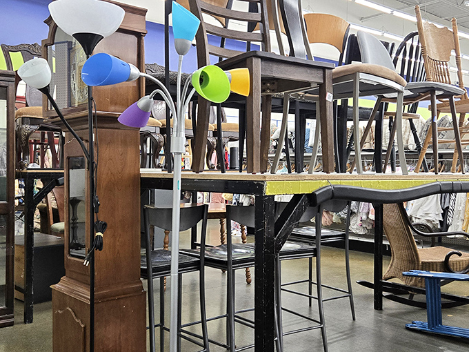 That colorful floor lamp could be the conversation piece your living room has been missing.