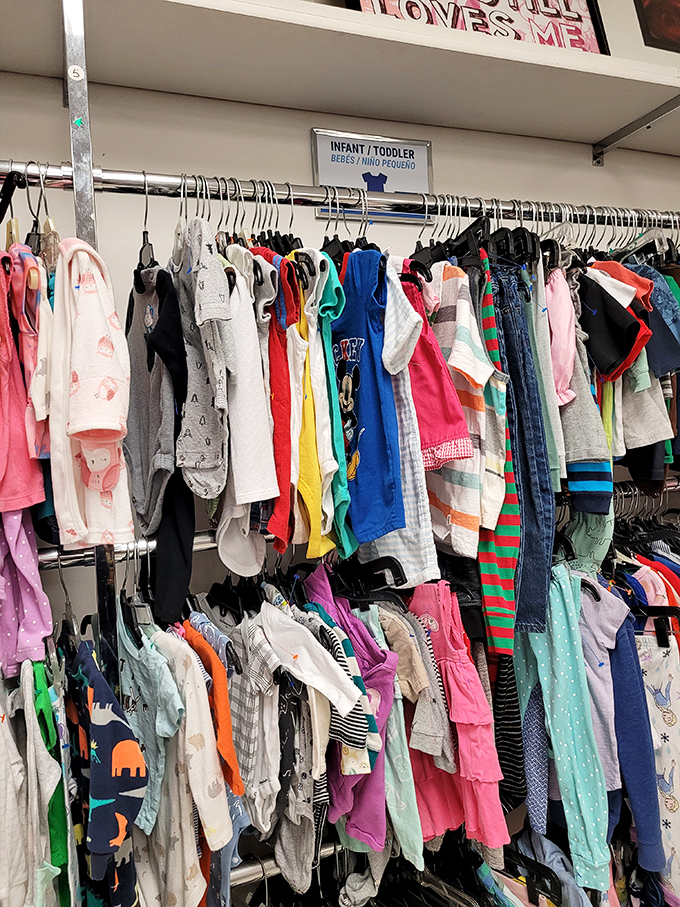 The children's section: where tiny fashionistas get started early. Those elephant-print pajamas are destined for bedtime stories and sweet dreams.