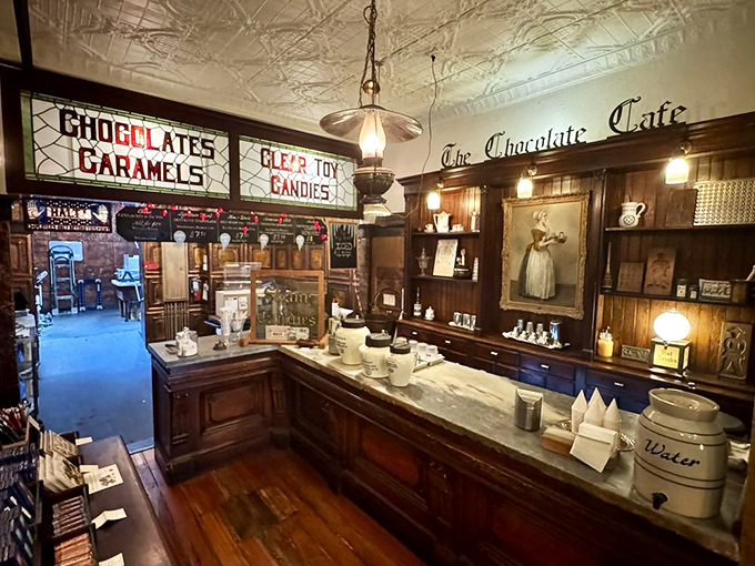 The Chocolate Cafe's warm wooden interior feels like you've wandered into the study of a professor who teaches the delicious science of chocolate rather than physics.