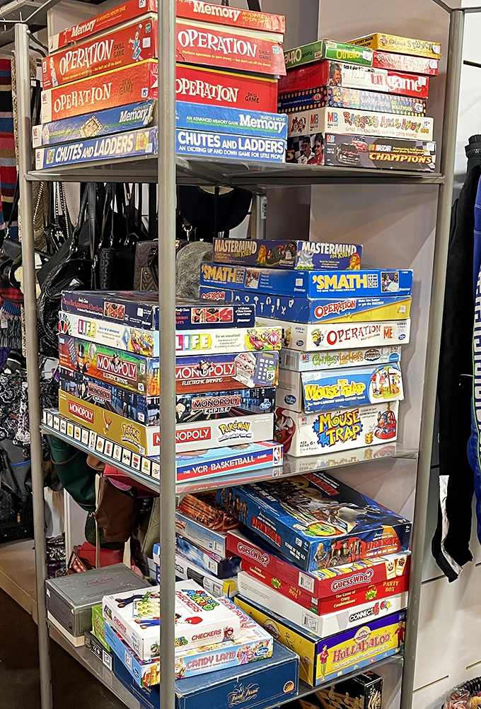 Board games stacked higher than Texas ambitions promise rainy day entertainment and the inevitable family feuds that come with competitive Monopoly sessions.