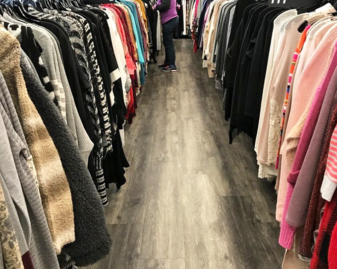 The neutral backdrop lets the clothes be the stars &ndash; a fashion galaxy where your next signature piece is just waiting to be discovered.