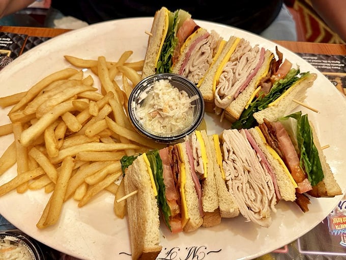 This isn't just a club sandwich&mdash;it's an architectural marvel of turkey, bacon, and fresh vegetables held together by perfectly toasted bread.