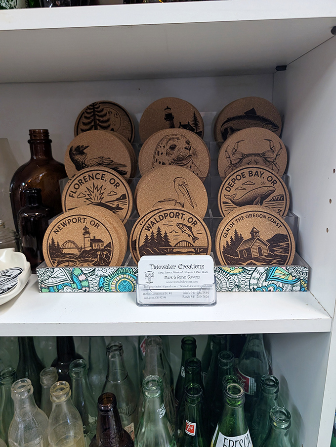 Oregon coast coasters celebrate local landmarks with artistic flair that screams "I love this beautiful place!"