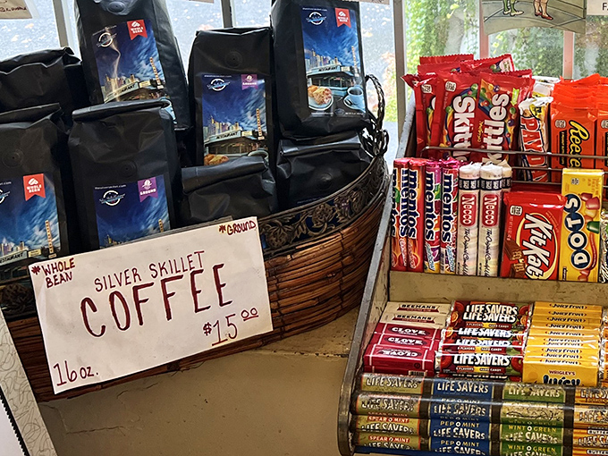 Coffee that doesn't need fancy Italian names to get the job done, plus candy for later when the caffeine wears off.