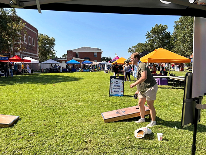 Community events in Ada often feature good old-fashioned lawn games that don't require a smartphone or monthly subscription.