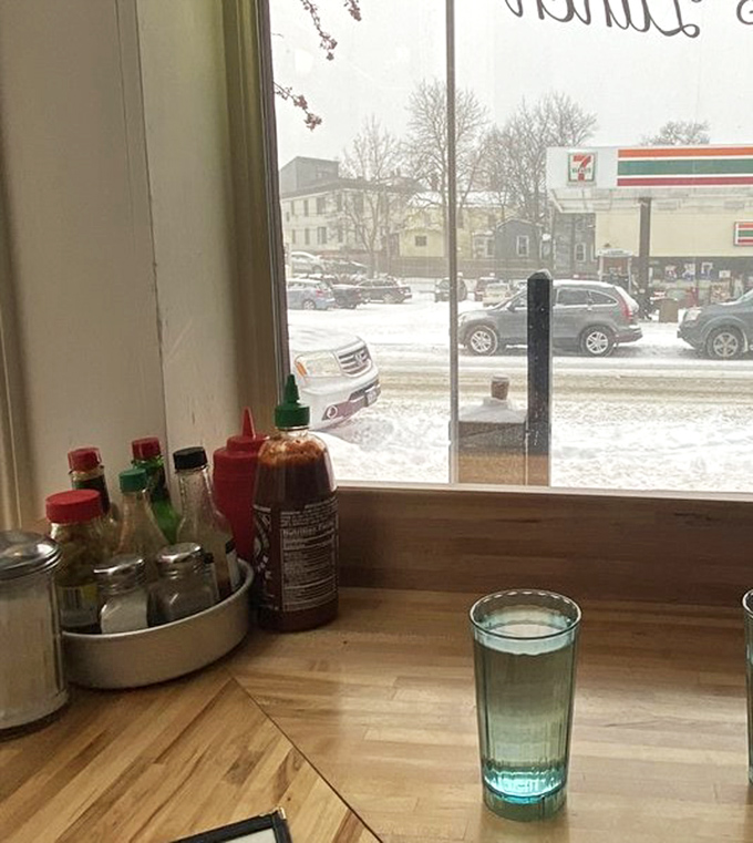 That condiment caddy tells you everything &ndash; hot sauce options mean they understand breakfast is serious business requiring personalized heat levels.